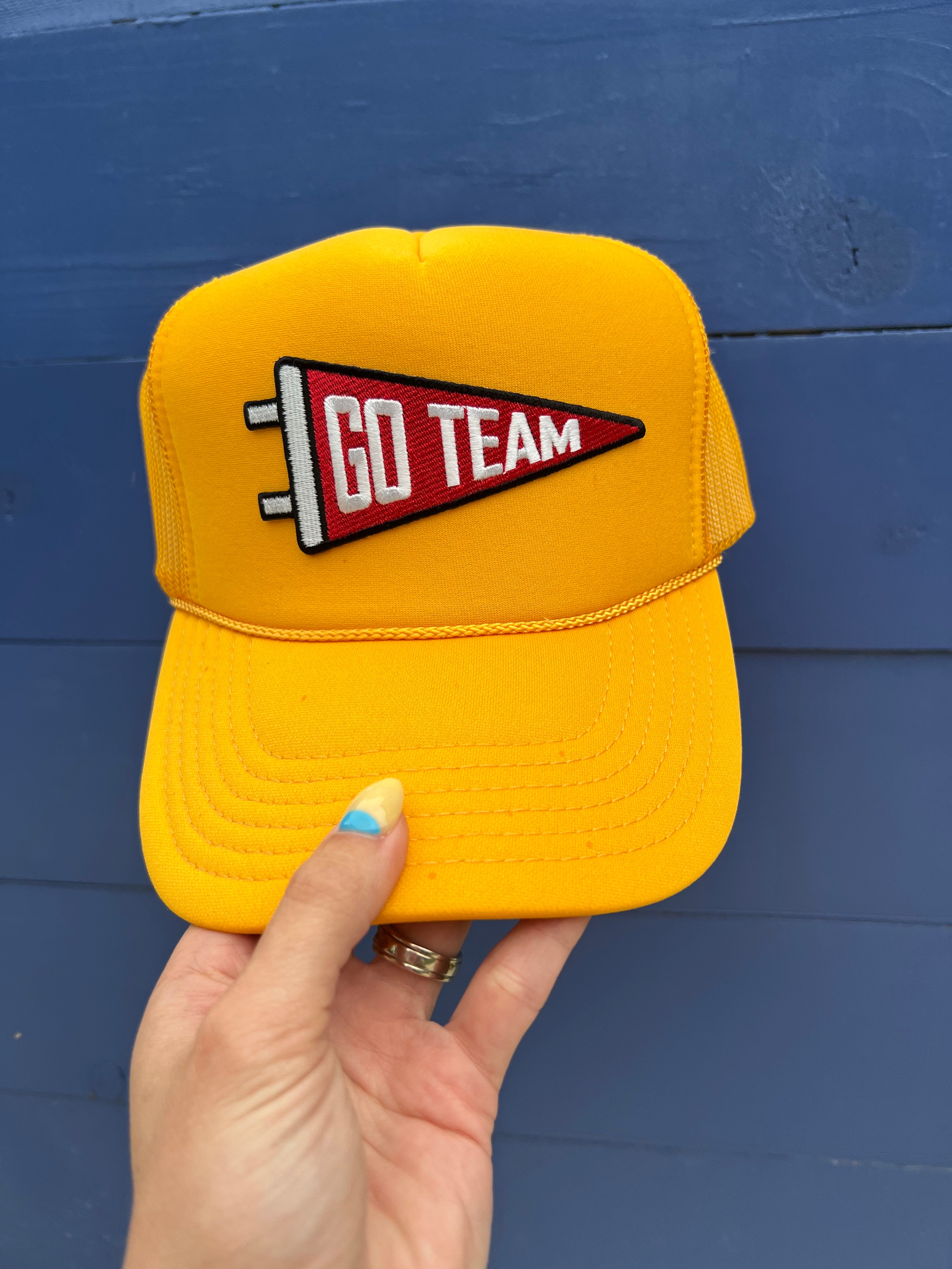 Go Team Gold Trucker Hat – Metallic Market