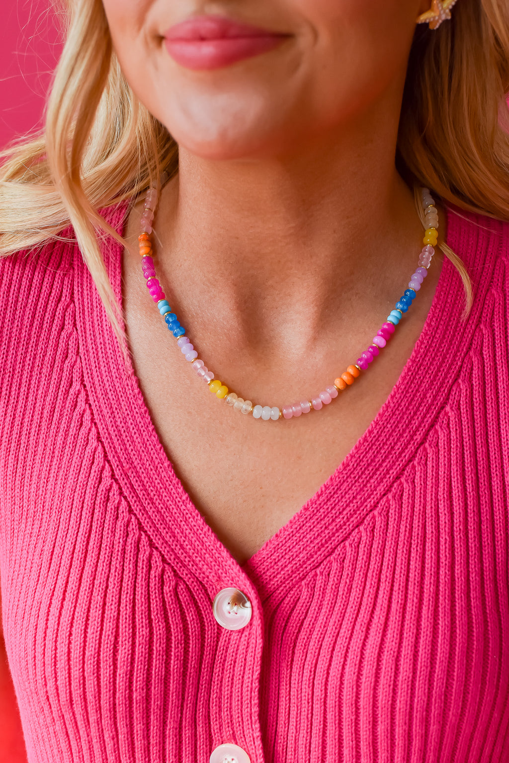Rainbow Magic Dainty Gemstone Necklace – Metallic Market