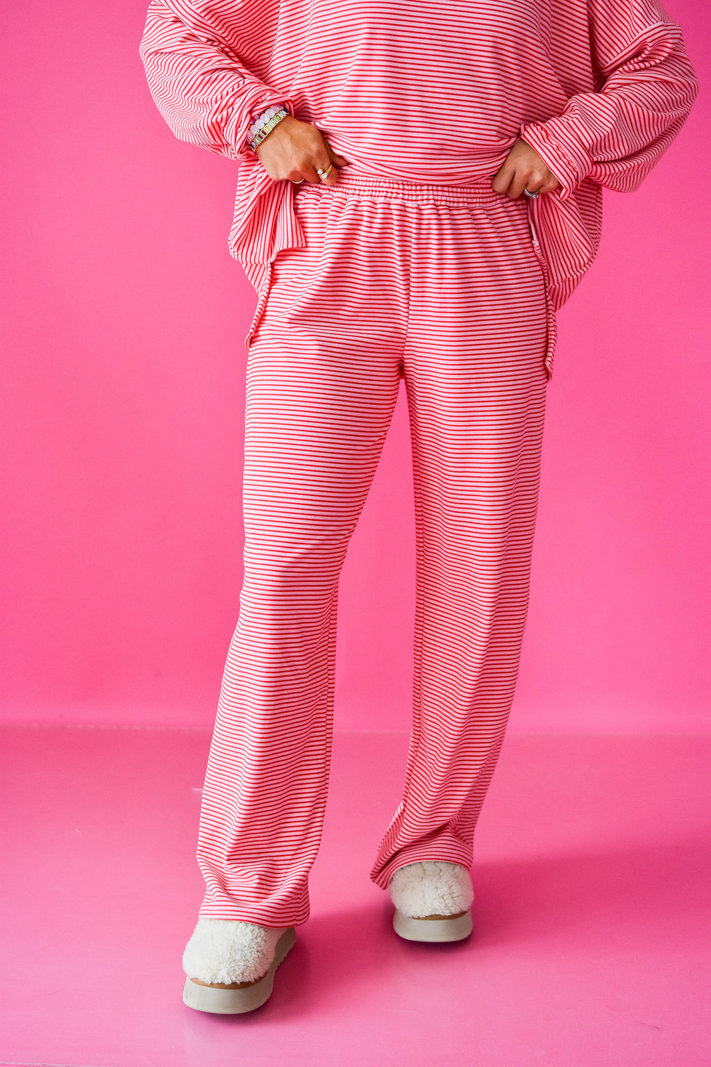 Nyah Striped Lounge Pants in Pink/Red - RESTOCK – Metallic Market